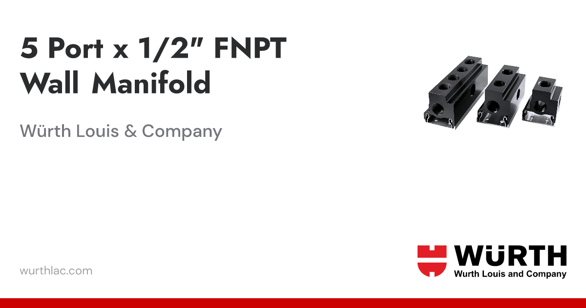 5 Port x 1/2" FNPT Wall Manifold | Würth Louis & Company