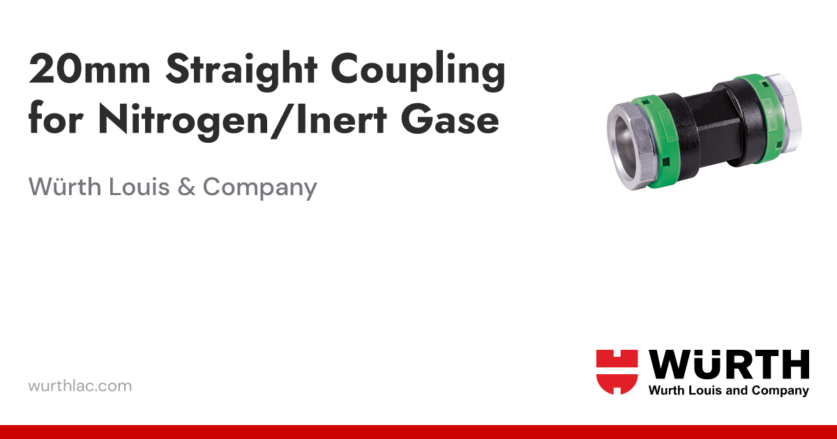 20mm Straight Coupling for Nitrogen/Inert Gase | Würth Louis & Company