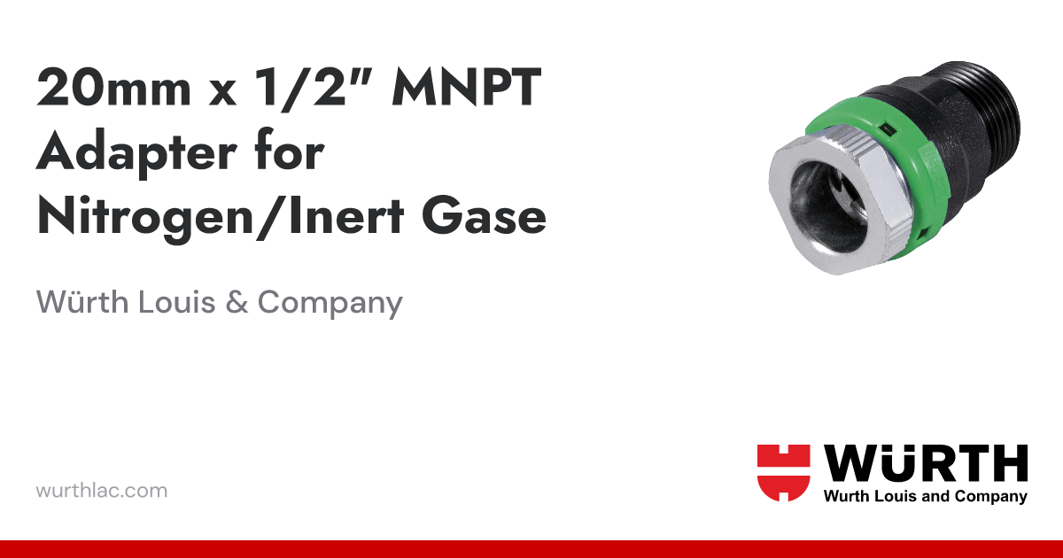 20mm x 1/2" MNPT Adapter for Nitrogen/Inert Gase | Würth Louis & Company