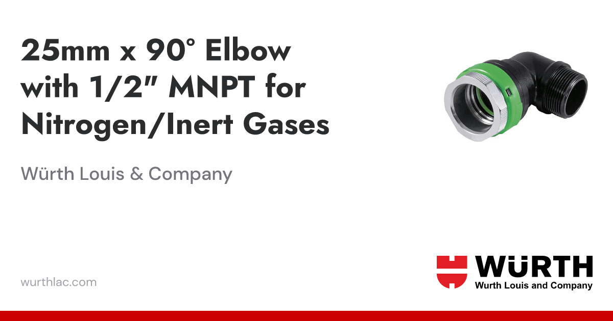 25mm x 90° Elbow with 1/2" MNPT for Nitrogen/Inert Gases | Würth Louis ...