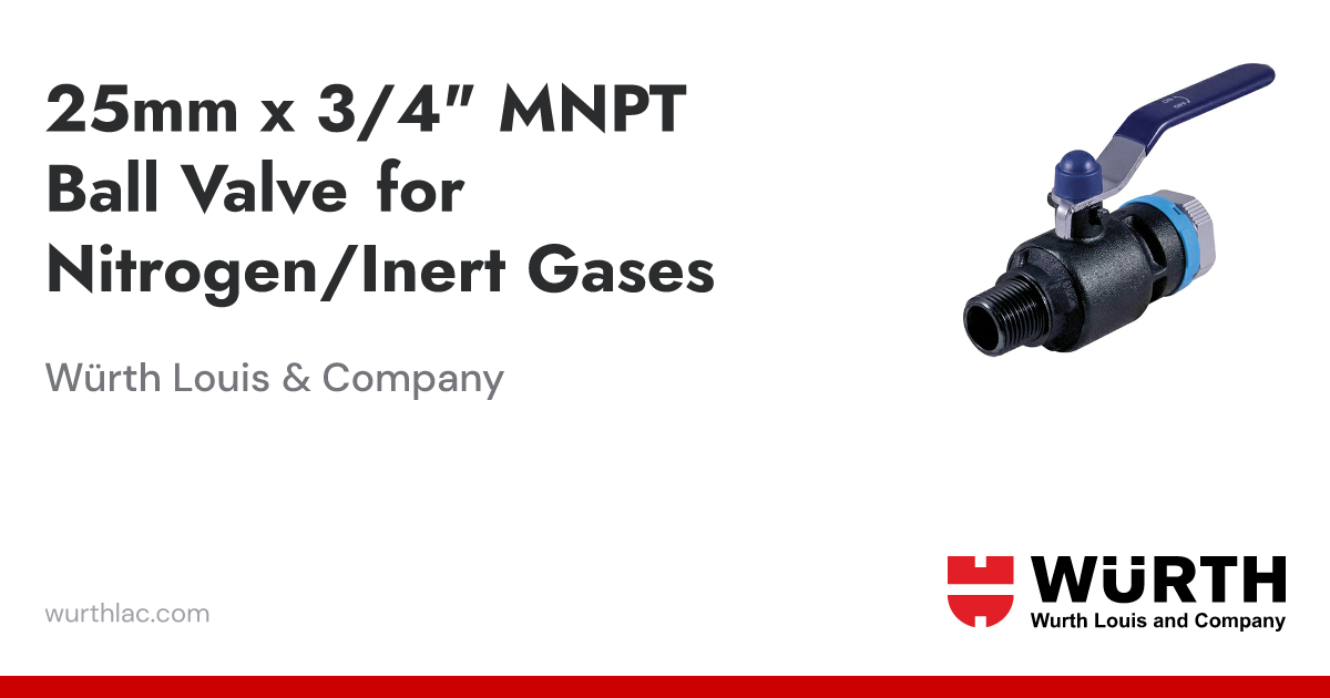 25mm x 3/4" MNPT Ball Valve for Nitrogen/Inert Gases | Würth Louis ...