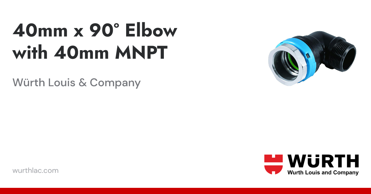 40mm x 90° Elbow with 40mm MNPT | Würth Louis & Company