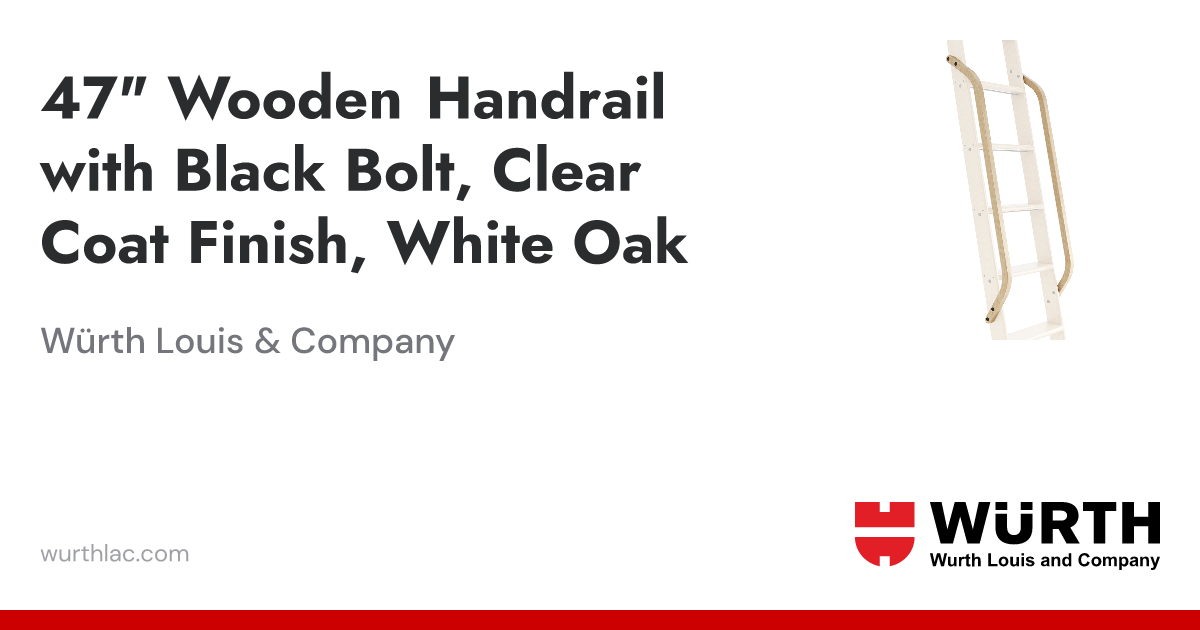 47" Wooden Handrail with Black Bolt, Clear Coat Finish, White Oak ...