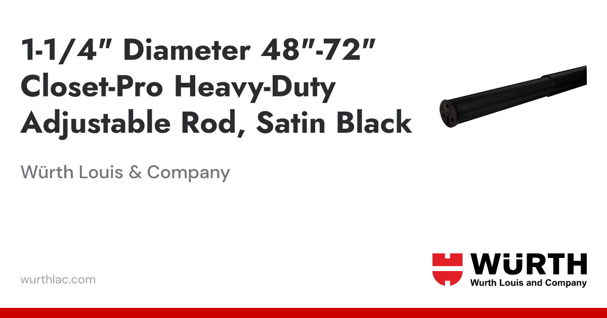 1-1/4" Diameter 48"-72" Closet-Pro Heavy-Duty Adjustable Rod, Satin ...