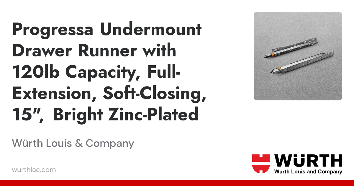 Progressa Undermount Drawer Runner with 120lb Capacity, Full-Extension ...