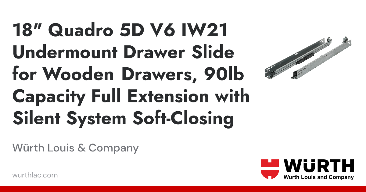 18" Quadro 5D V6 IW21 Undermount Drawer Slide for Wooden Drawers, 90lb ...