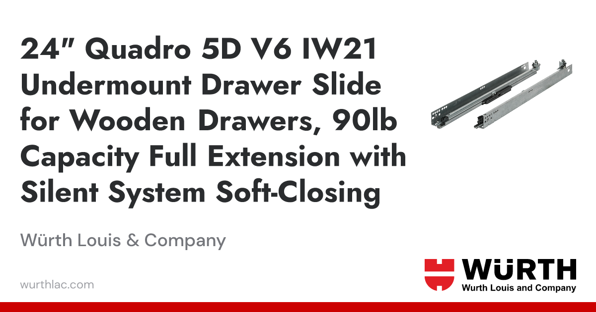 24" Quadro 5D V6 IW21 Undermount Drawer Slide for Wooden Drawers, 90lb ...