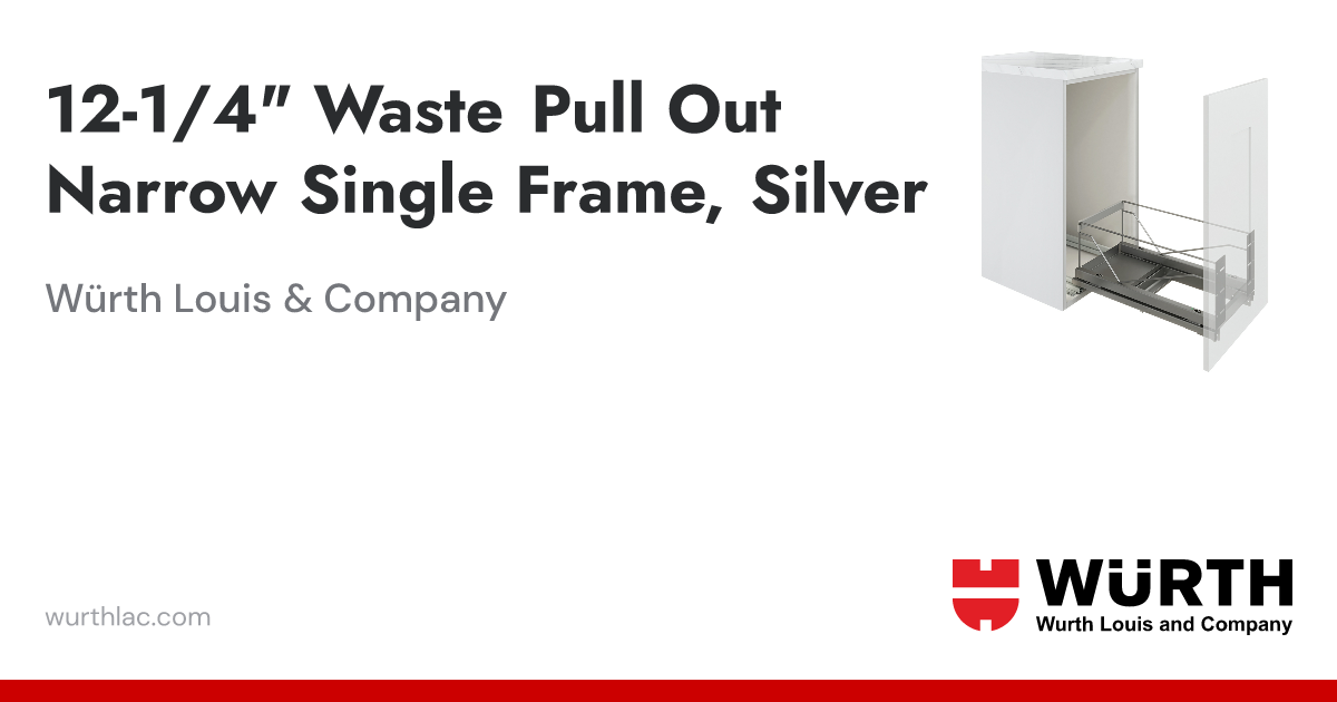 12-1/4" Waste Pull Out Narrow Single Frame, Silver | Würth Louis & Company