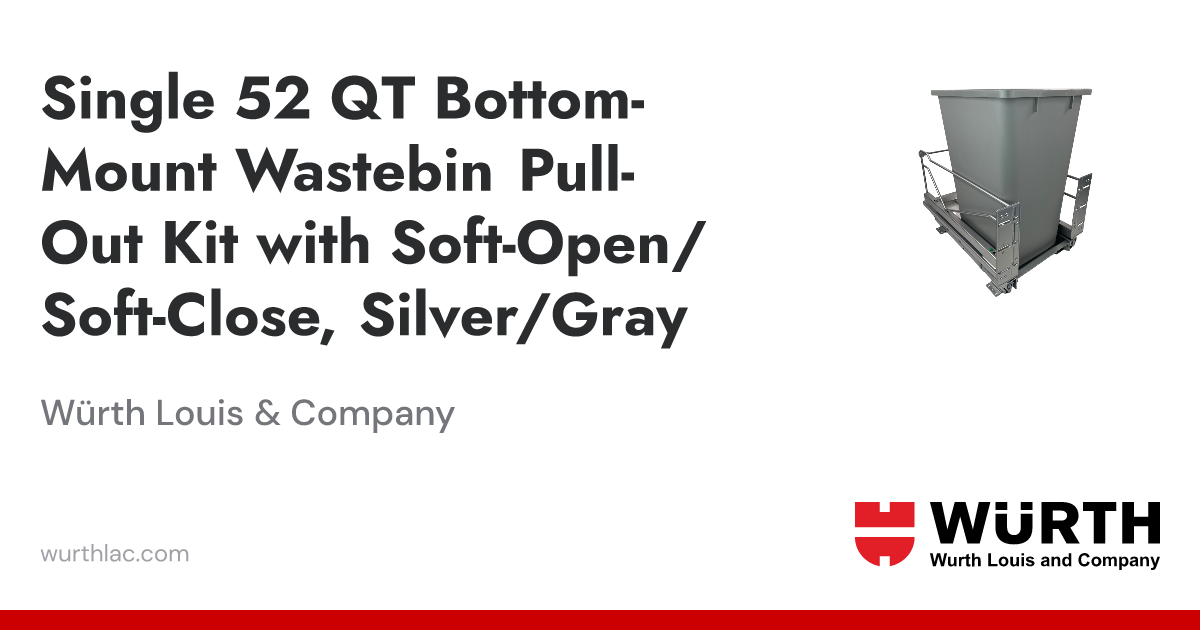 Single 52 QT Bottom-Mount Wastebin Pull-Out Kit with Soft-Open/Soft ...