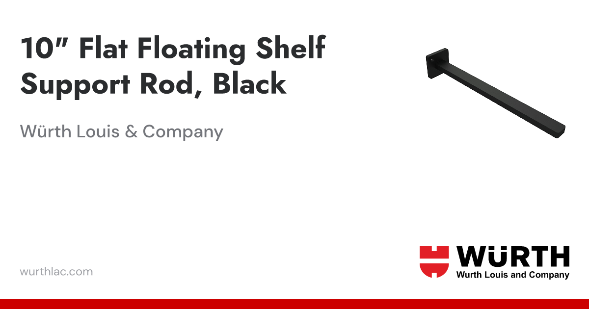 10" Flat Floating Shelf Support Rod, Black | Würth Louis & Company