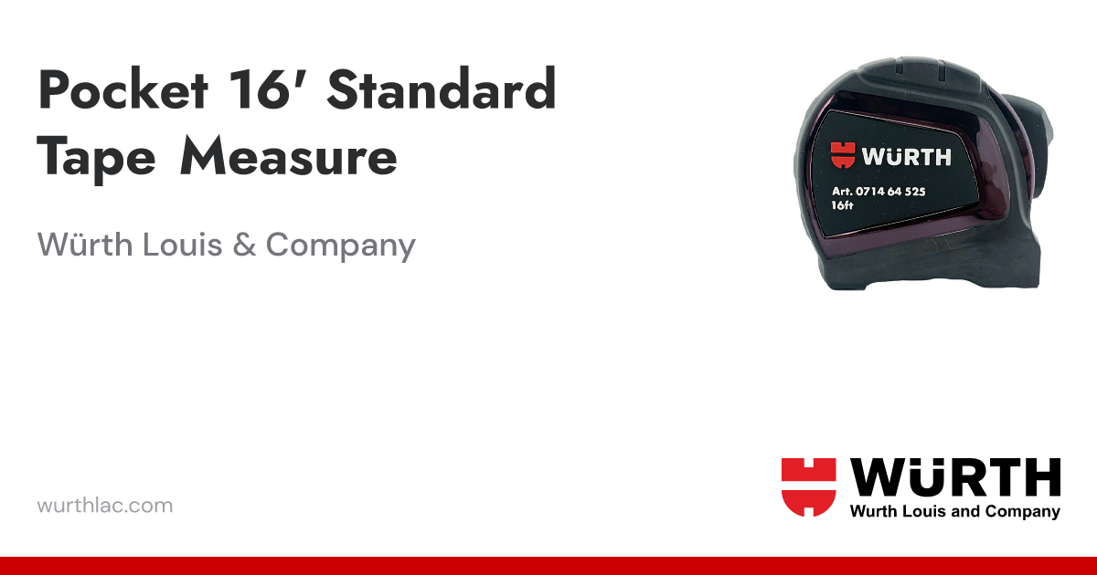 Pocket 16' Standard Tape Measure | Würth Louis & Company