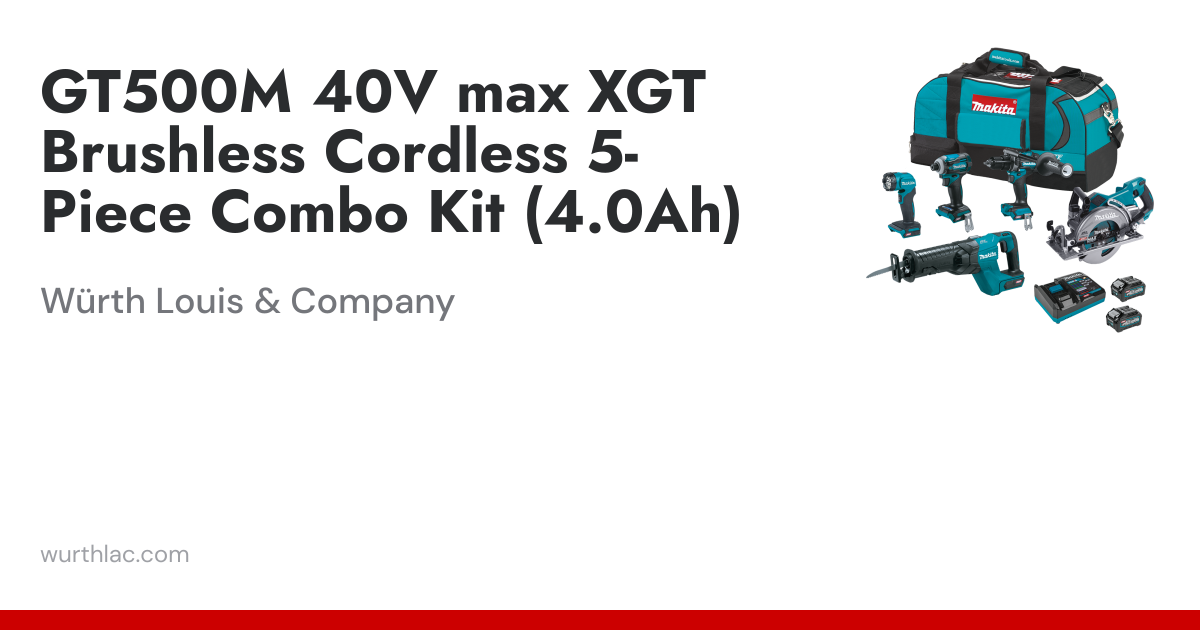 GT500M 40V max XGT Brushless Cordless 5-Piece Combo Kit (4.0Ah) | Würth ...