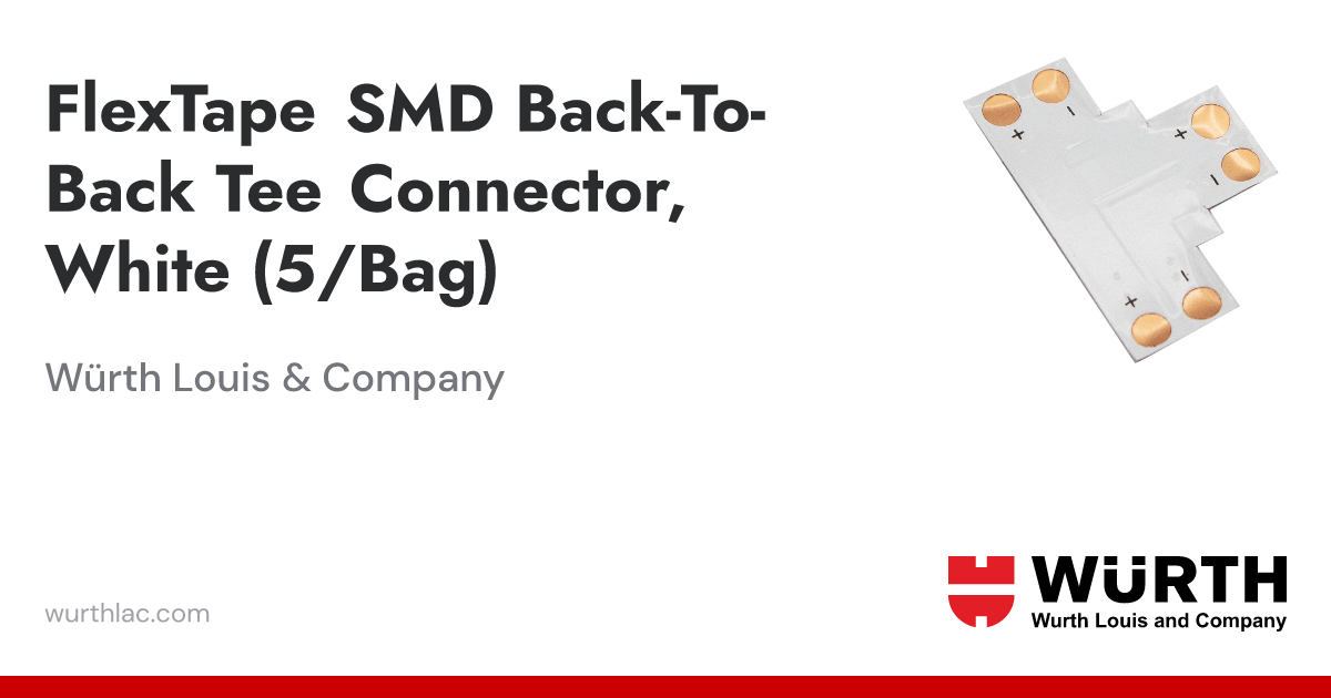 FlexTape SMD Back-To-Back Tee Connector, White (5/Bag) | Würth Louis ...