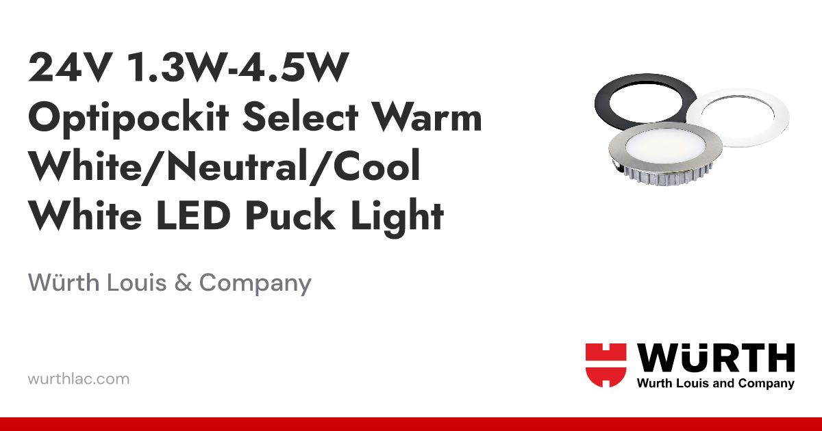 24V 1.3W-4.5W Optipockit Select Warm White/Neutral/Cool White LED Puck ...
