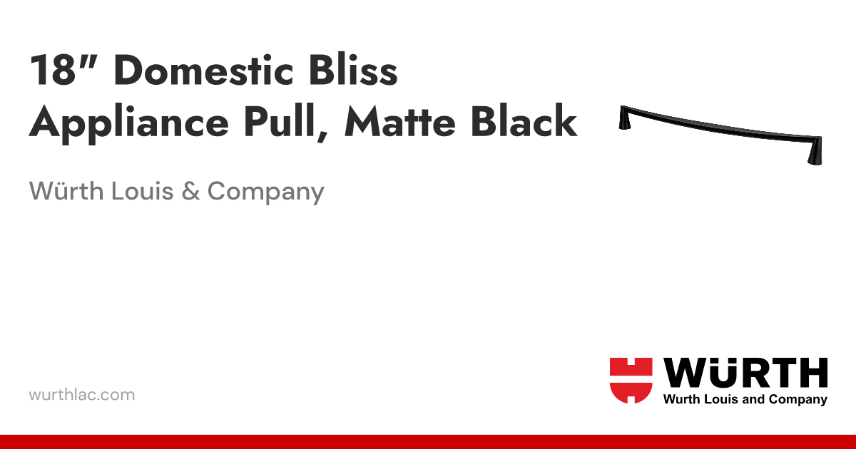 18" Domestic Bliss Appliance Pull, Matte Black | Würth Louis & Company