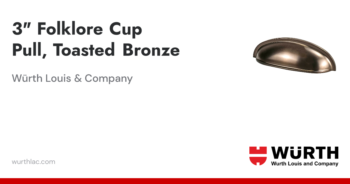 3" Folklore Cup Pull, Toasted Bronze | Würth Louis & Company
