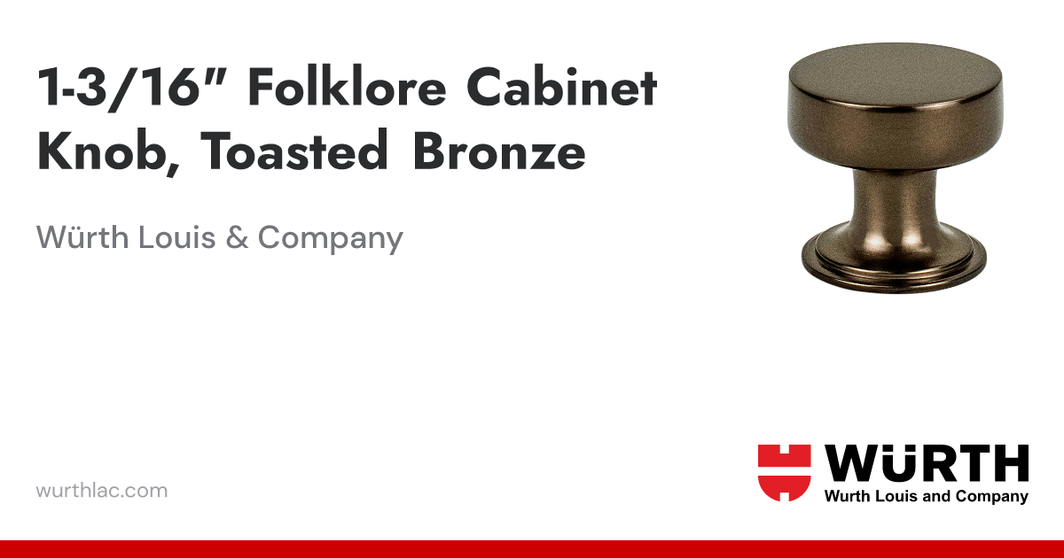 1-3/16" Folklore Cabinet Knob, Toasted Bronze | Würth Louis & Company