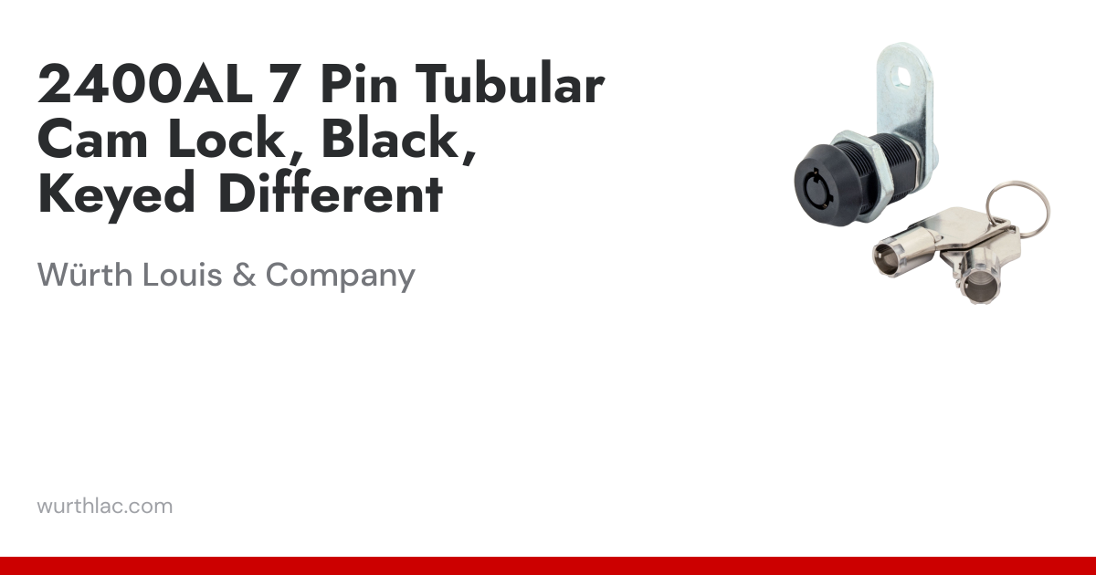 2400AL 7 Pin Tubular Cam Lock, Black, Keyed Different | Würth Louis ...