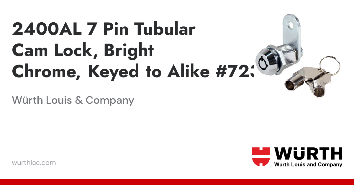2400AL 7 Pin Tubular Cam Lock, Bright Chrome, Keyed to Alike #72351 ...