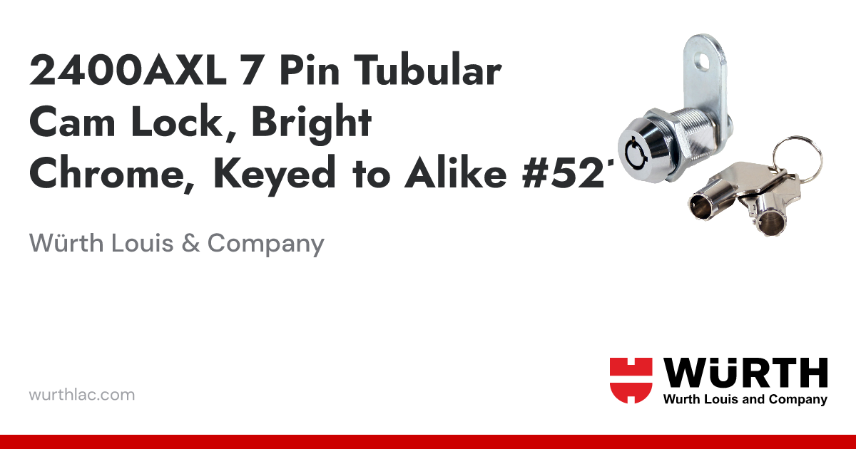 2400AXL 7 Pin Tubular Cam Lock, Bright Chrome, Keyed to Alike #5214 ...
