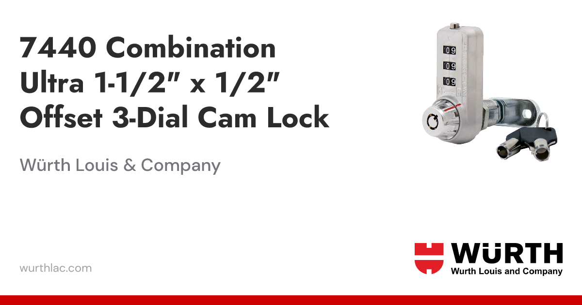 7440 Combination Ultra 1-1/2" x 1/2" Offset 3-Dial Cam Lock | Würth ...
