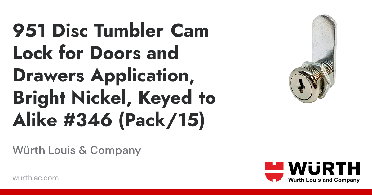 951 Disc Tumbler Cam Lock for Doors and Drawers Application, Bright ...