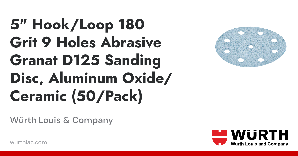 5" Hook/Loop 180 Grit 9 Holes Abrasive Granat D125 Sanding Disc, Aluminum Oxide/Ceramic (50/Pack ...