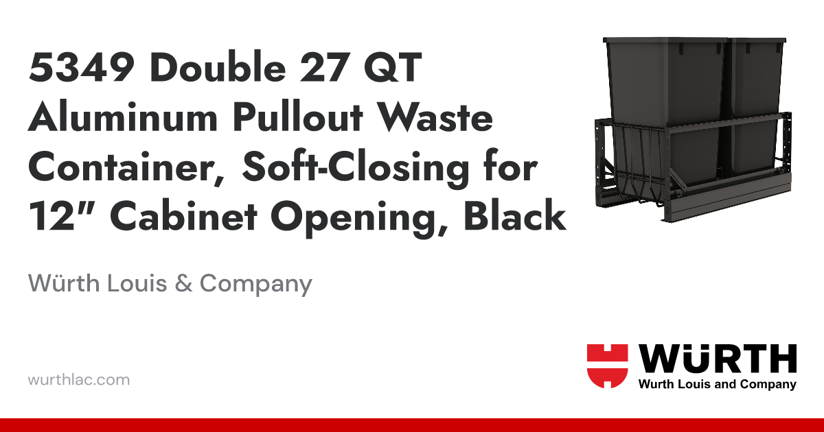 5349 Double 27 QT Aluminum Pullout Waste Container, Soft-Closing for 12 ...