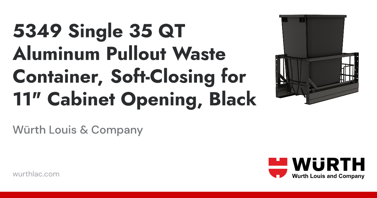 5349 Single 35 QT Aluminum Pullout Waste Container, Soft-Closing for 11 ...