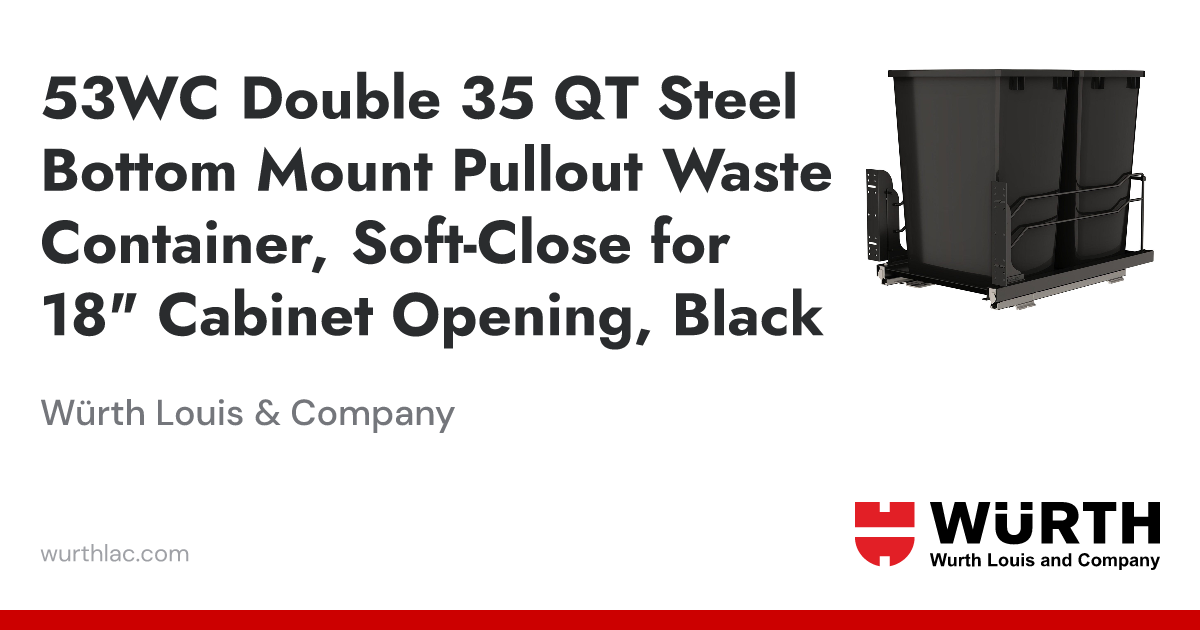 53WC Double 35 QT Steel Bottom Mount Pullout Waste Container, Soft ...