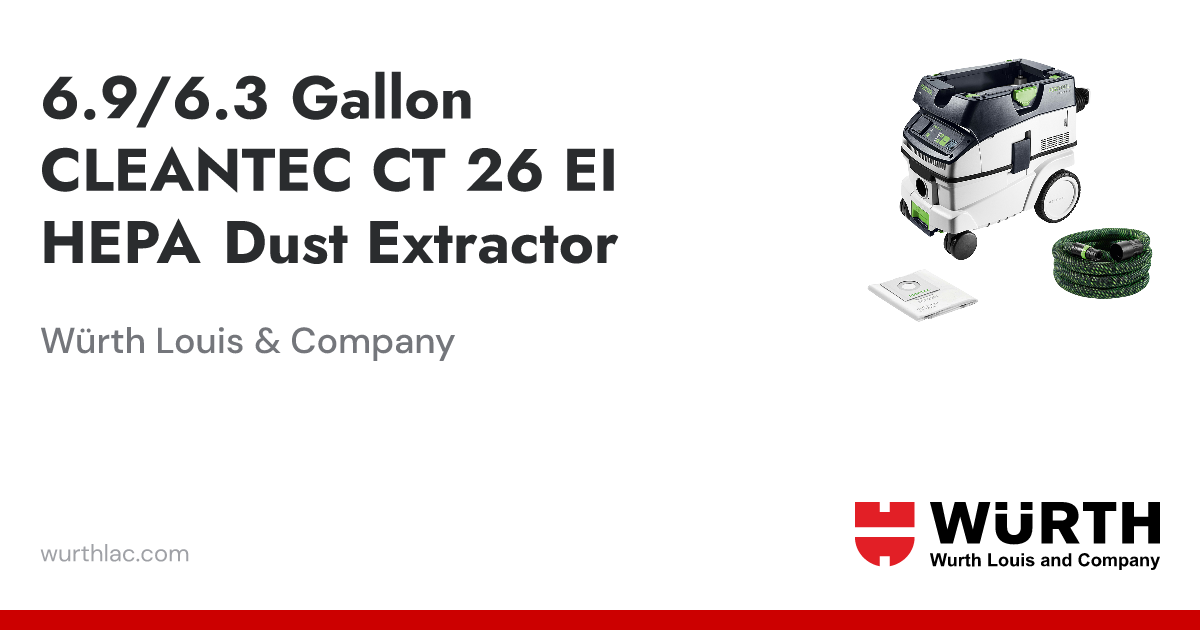 6.9/6.3 Gallon CLEANTEC CT 26 EI HEPA Dust Extractor | Würth Louis ...
