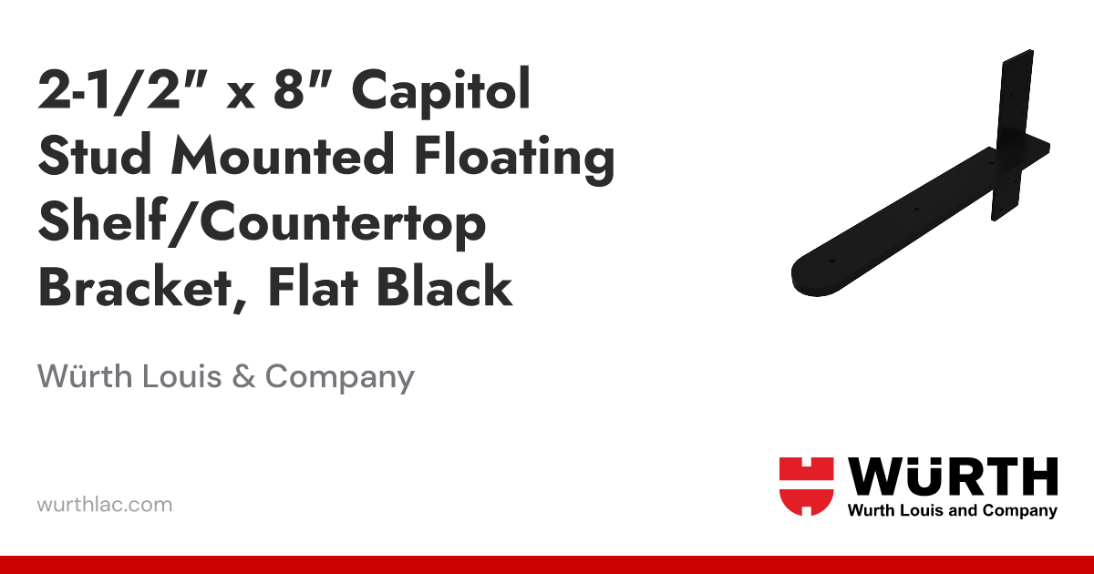 2-1/2" x 8" Capitol Stud Mounted Floating Shelf/Countertop Bracket ...