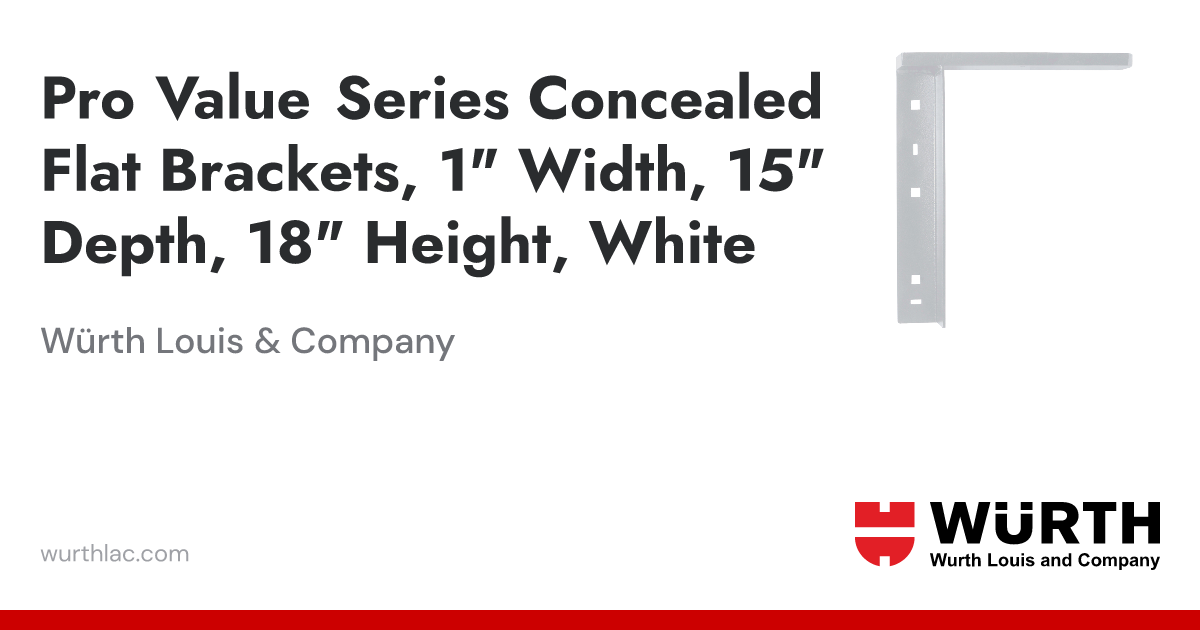 Pro Value Series Concealed Flat Brackets, 1" Width, 15" Depth, 18 ...