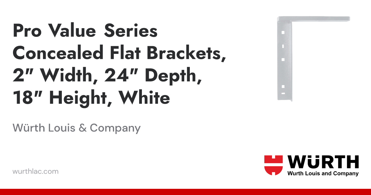 Pro Value Series Concealed Flat Brackets, 2" Width, 24" Depth, 18 ...
