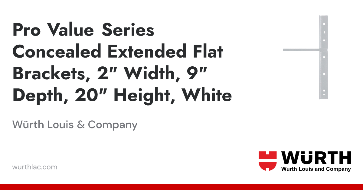 Pro Value Series Concealed Extended Flat Brackets, 2" Width, 9" Depth ...