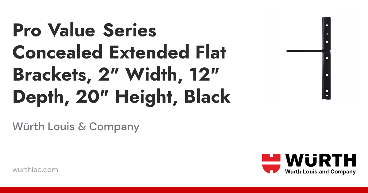 Pro Value Series Concealed Extended Flat Brackets, 2" Width, 12" Depth ...
