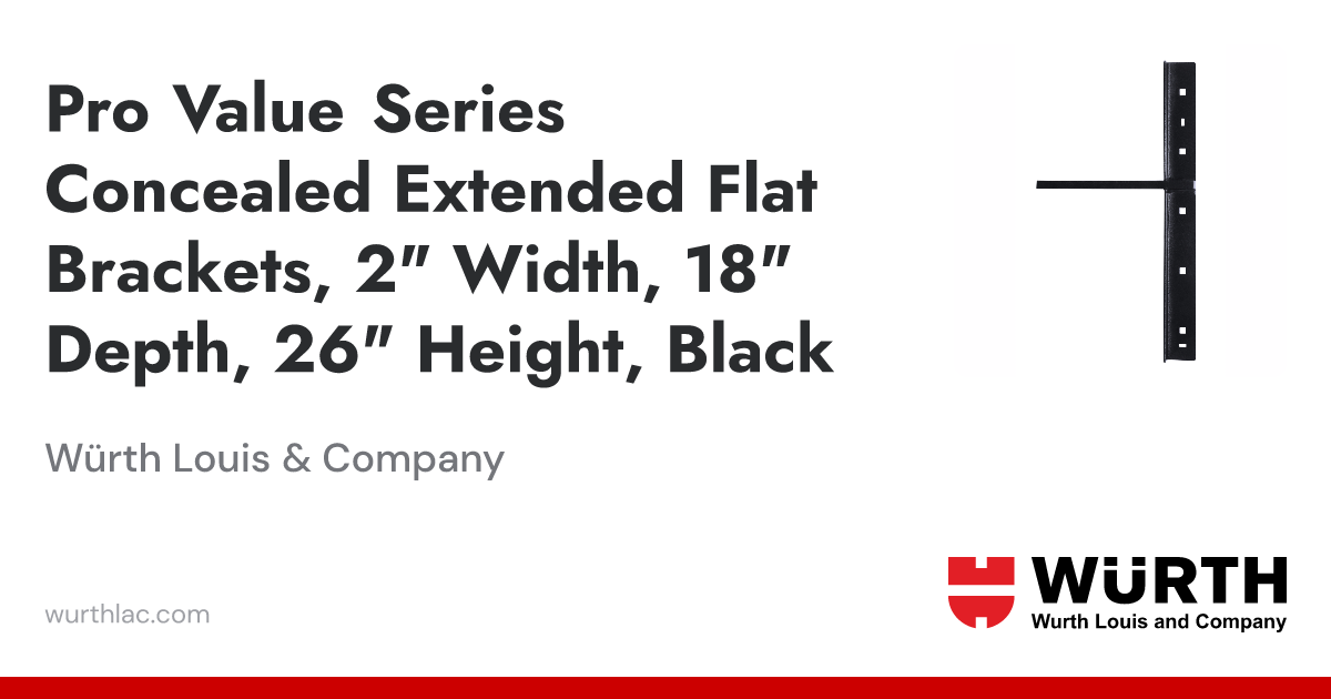 Pro Value Series Concealed Extended Flat Brackets, 2" Width, 18" Depth ...
