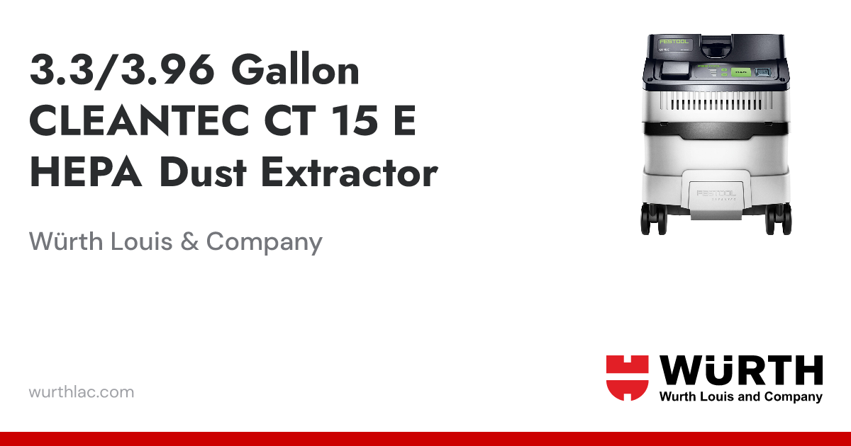 3.3/3.96 Gallon CLEANTEC CT 15 E HEPA Dust Extractor | Würth Louis ...