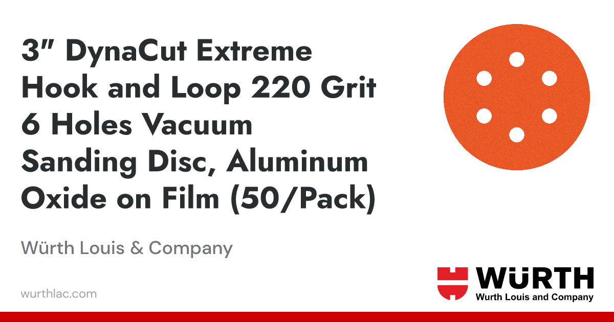 3" DynaCut Extreme Hook and Loop 220 Grit 6 Holes Vacuum Sanding Disc ...