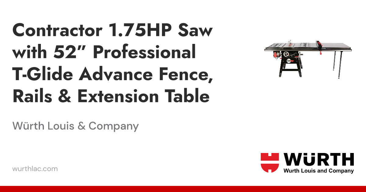 Contractor 1.75HP Saw with 52” Professional T-Glide Advance Fence ...