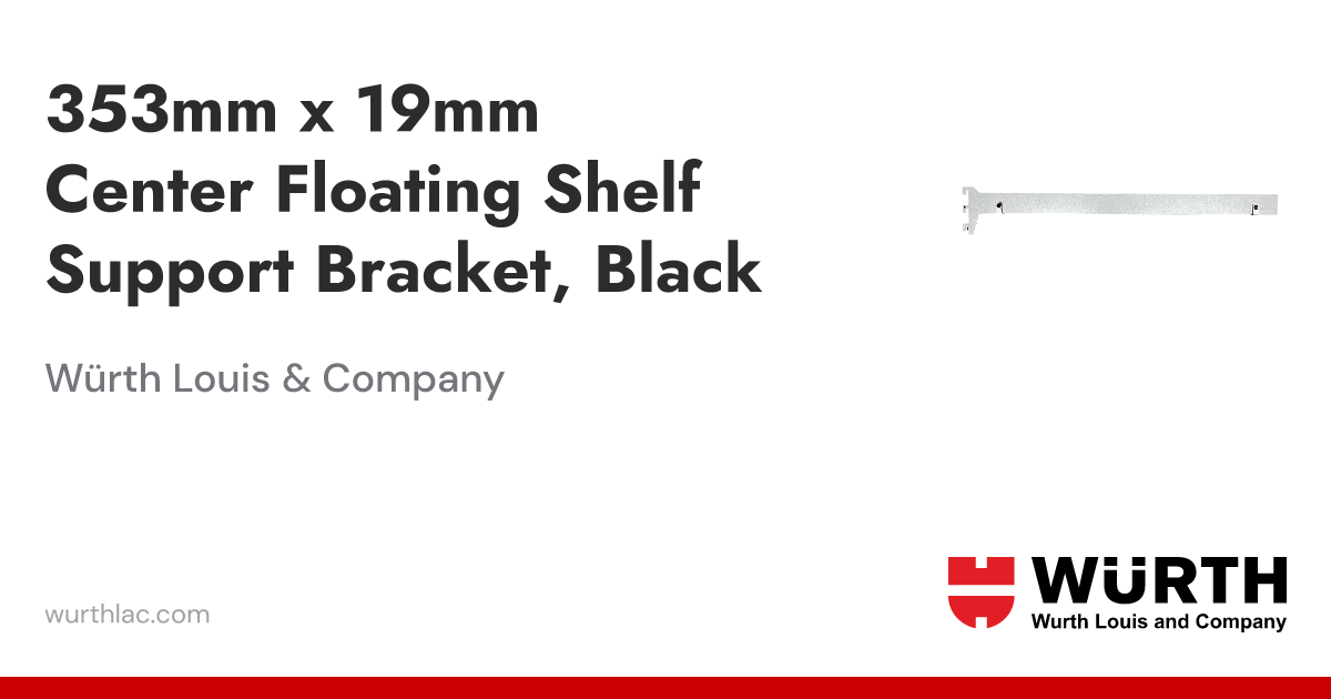 353mm x 19mm Center Floating Shelf Support Bracket, Black | Würth Louis ...