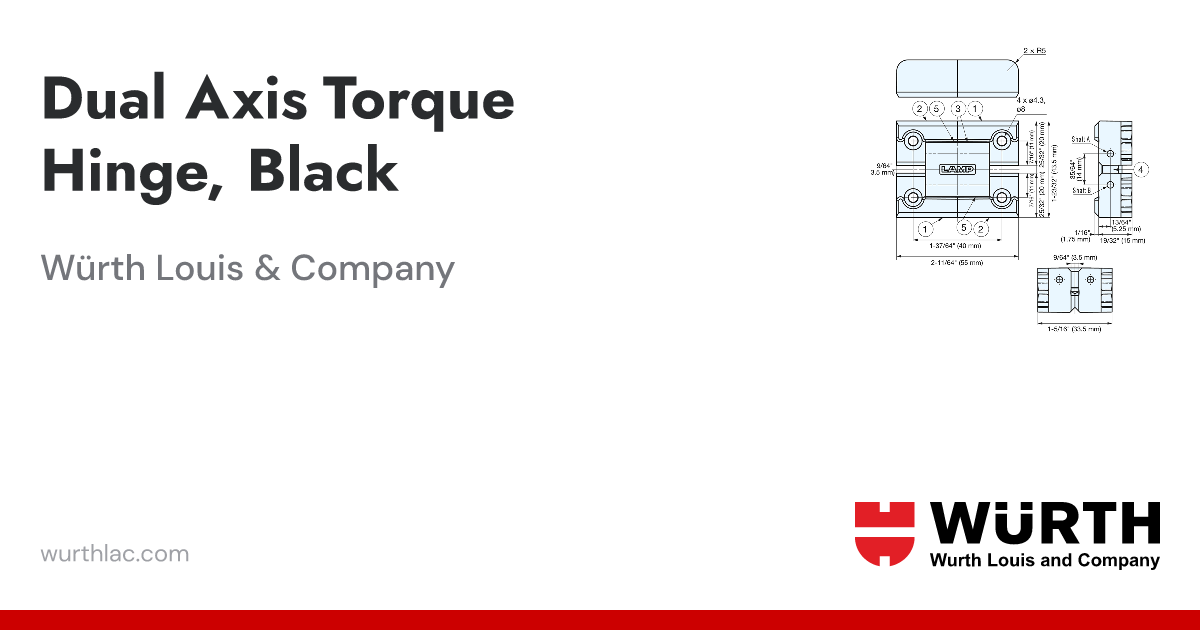 Dual Axis Torque Hinge, Black | Würth Louis & Company