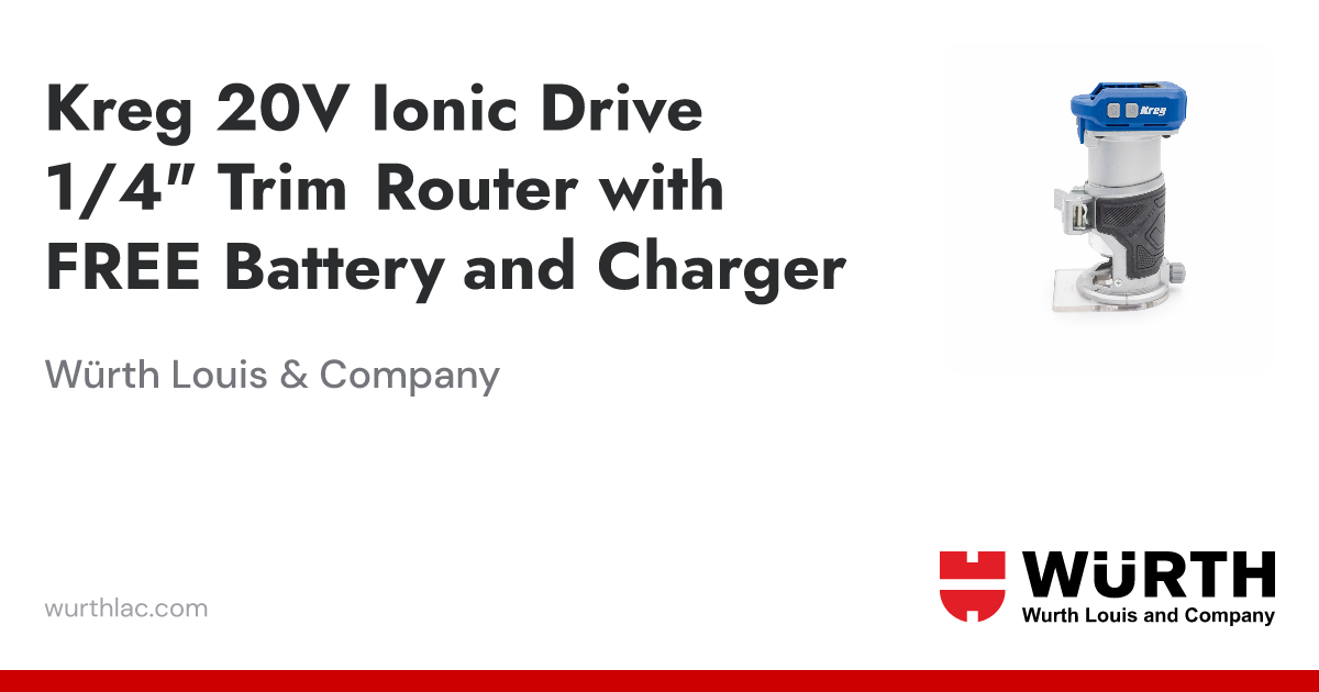 Kreg 20V Ionic Drive 1/4" Trim Router with FREE Battery and Charger ...