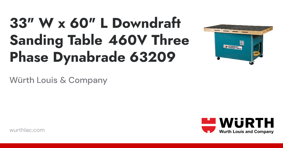 33" W x 60" L Downdraft Sanding Table 460V Three Phase Dynabrade 63209 ...