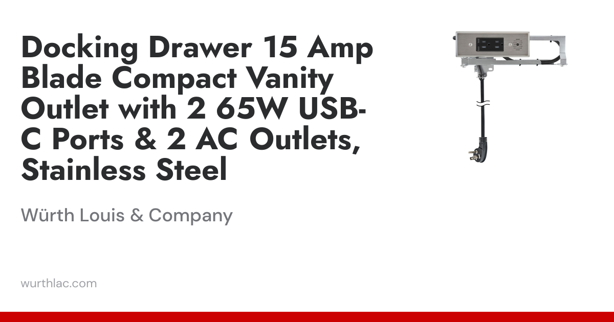 Docking Drawer 15 Amp Blade Compact Vanity Outlet with 2 65W USB-C ...