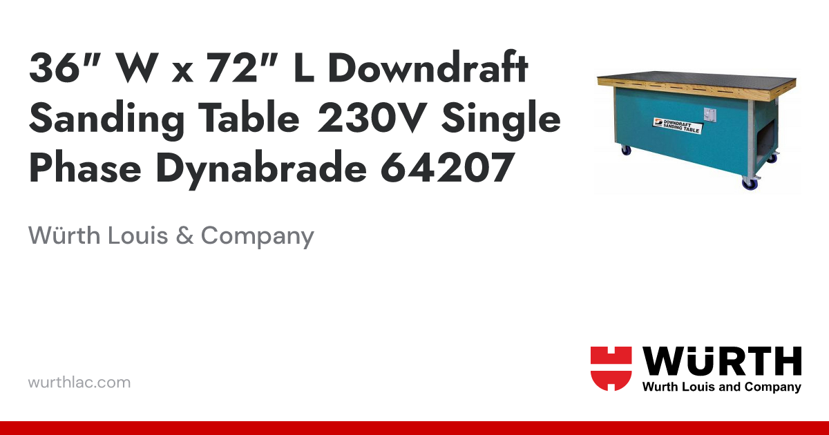36" W x 72" L Downdraft Sanding Table 230V Single Phase Dynabrade 64207 ...