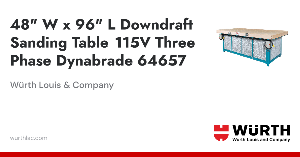 48" W x 96" L Downdraft Sanding Table 115V Three Phase Dynabrade 64657 ...