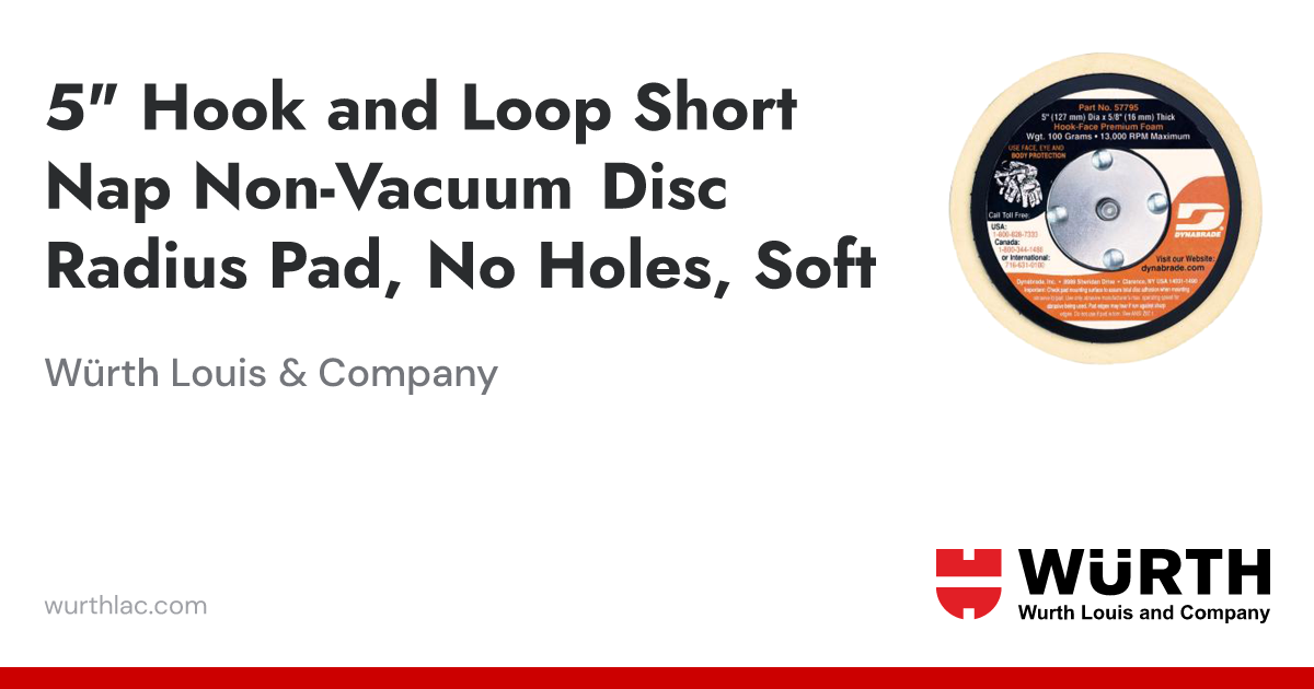 5" Hook and Loop Short Nap Non-Vacuum Disc Radius Pad, No Holes, Soft ...