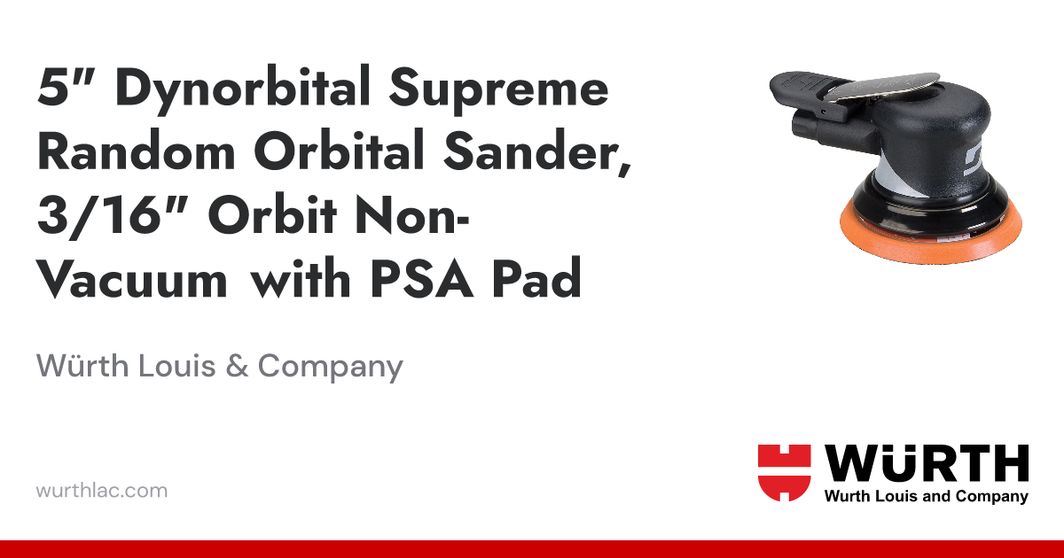 5" Dynorbital Supreme Random Orbital Sander, 3/16" Orbit Non-Vacuum ...
