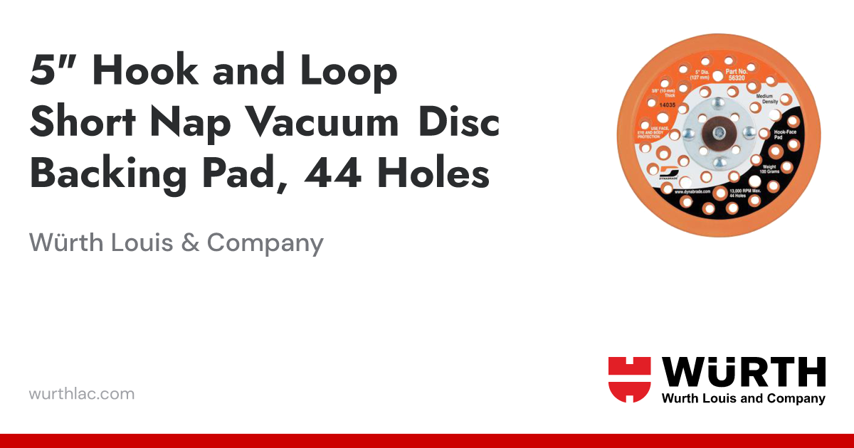 5" Hook and Loop Short Nap Vacuum Disc Backing Pad, 44 Holes | Würth ...